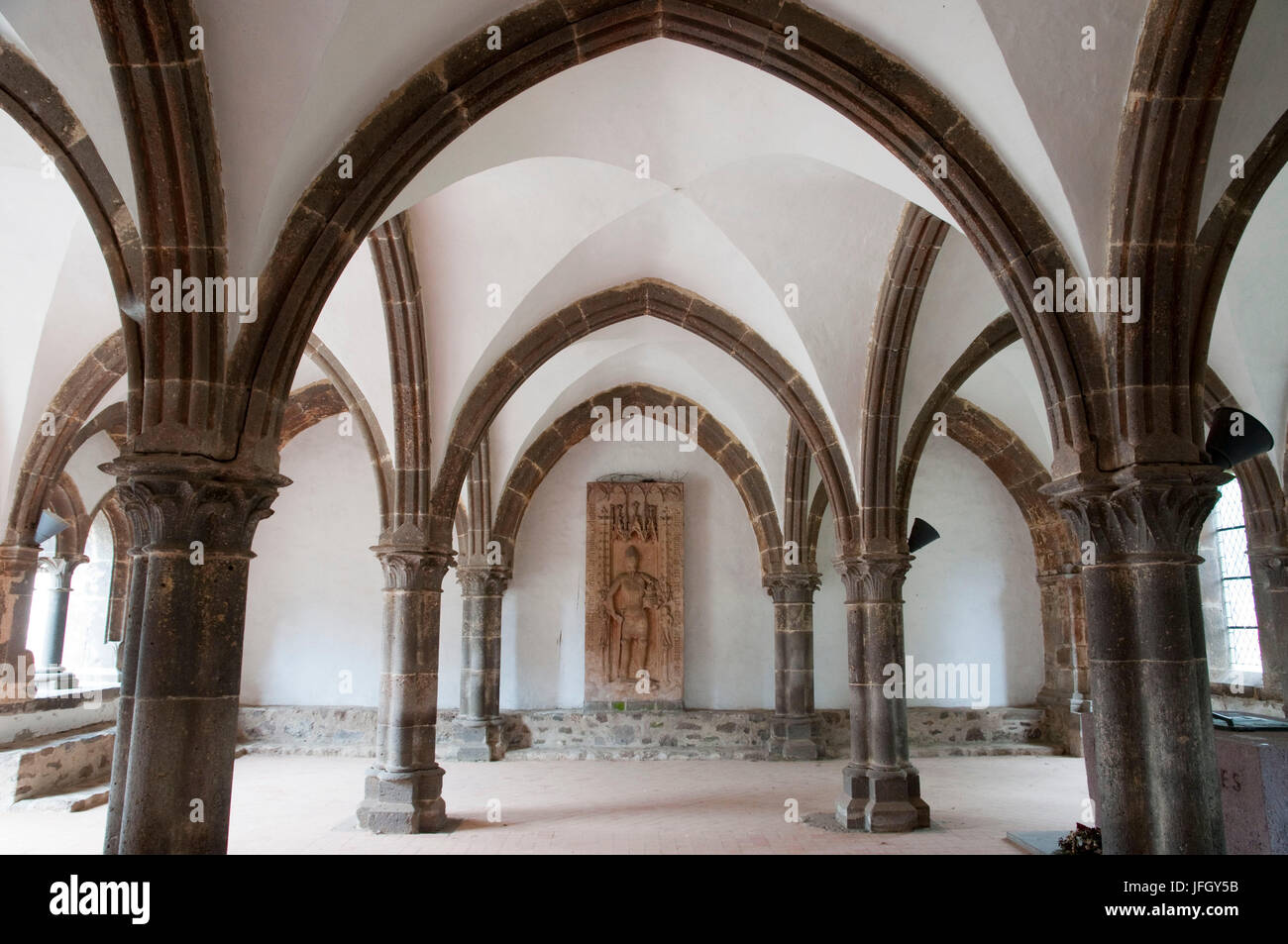 Chapter hall, Cistercian cloister of Arnsburg, light, Hessen, Germany ...