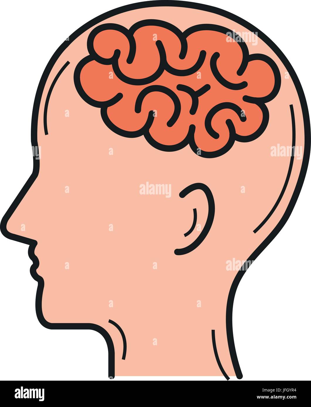 human profile with brain icon Stock Vector Image & Art - Alamy