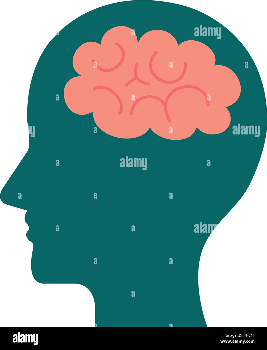human profile with brain icon Stock Vector Image & Art - Alamy