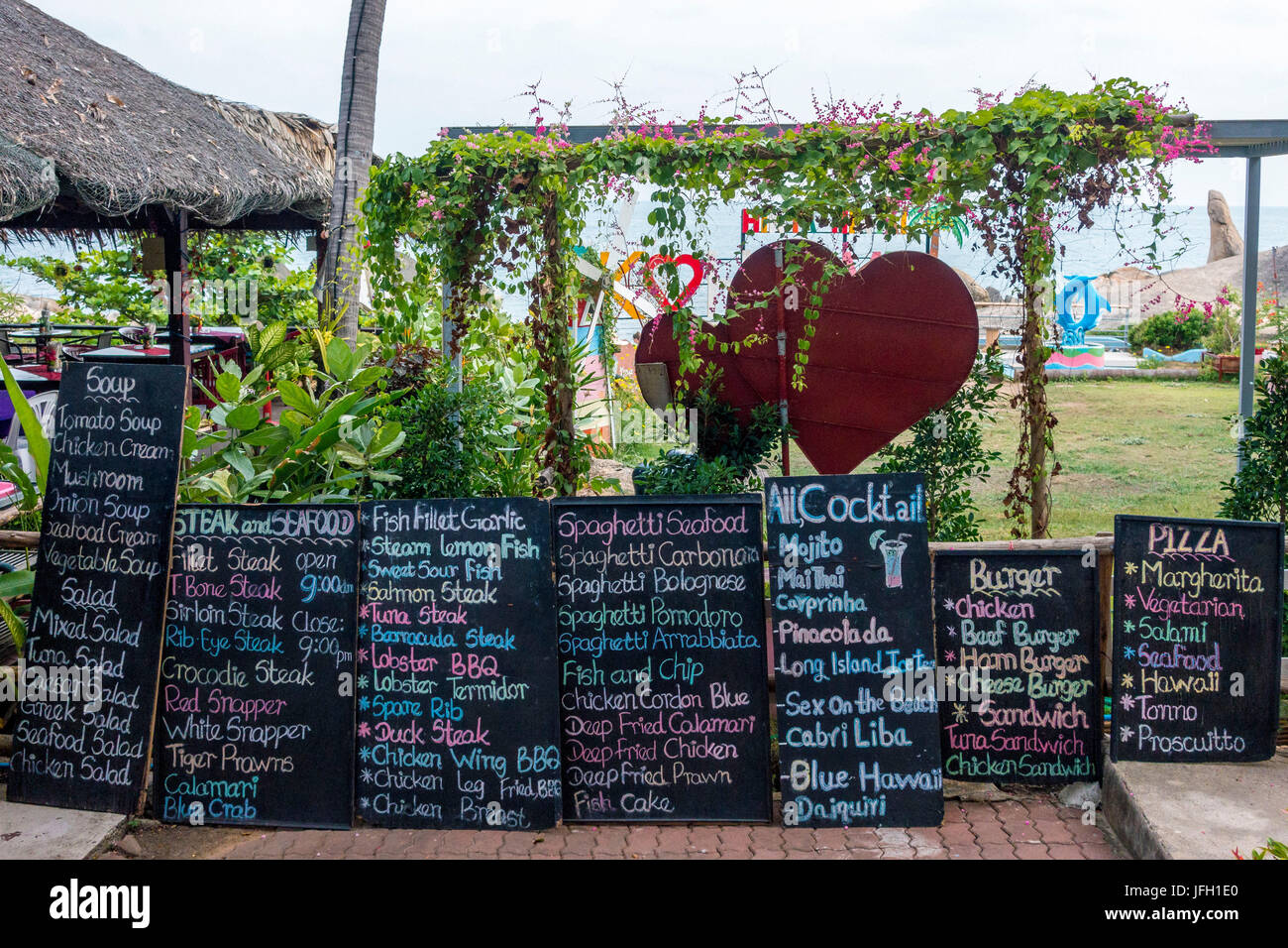 Restaurant in Lamai Beach, island Ko Samui, Thailand, Asia Stock Photo ...