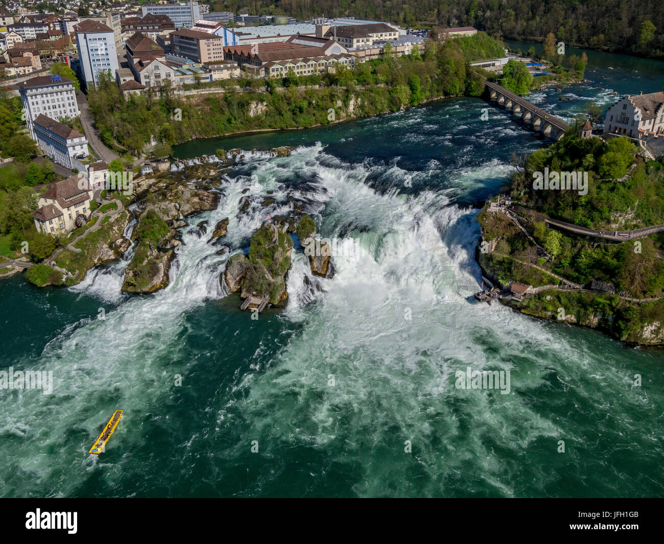 The Rhine Falls with Schaffhausen, canton Schaffhausen, Switzerland ...