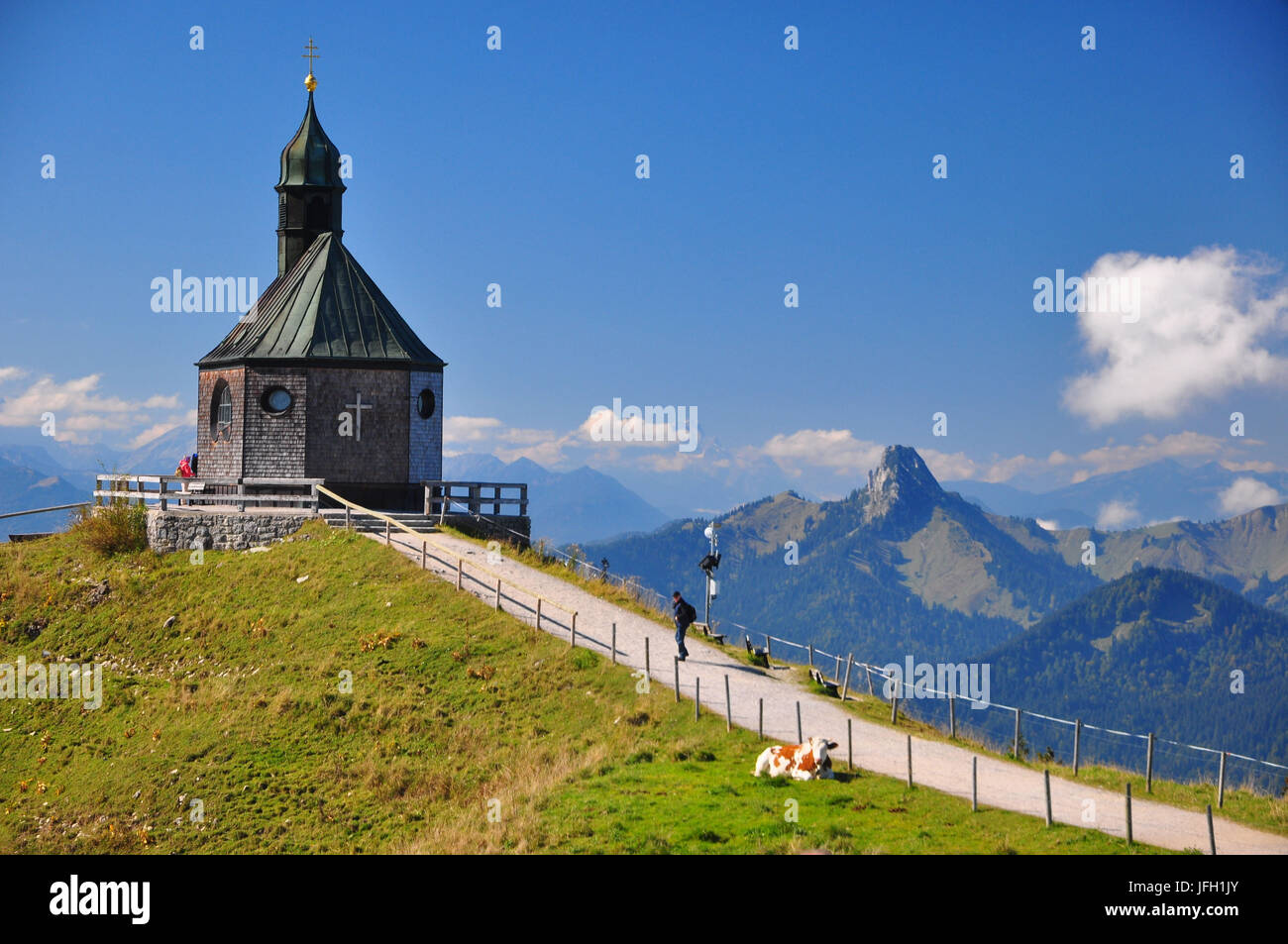 Germany, Bavaria, alpine upland, Tegernsee, Wallberg, chapel Stock ...