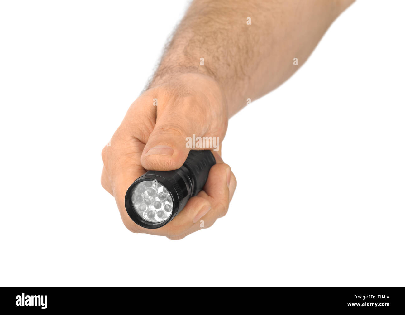Flashlight in hand Stock Photo - Alamy