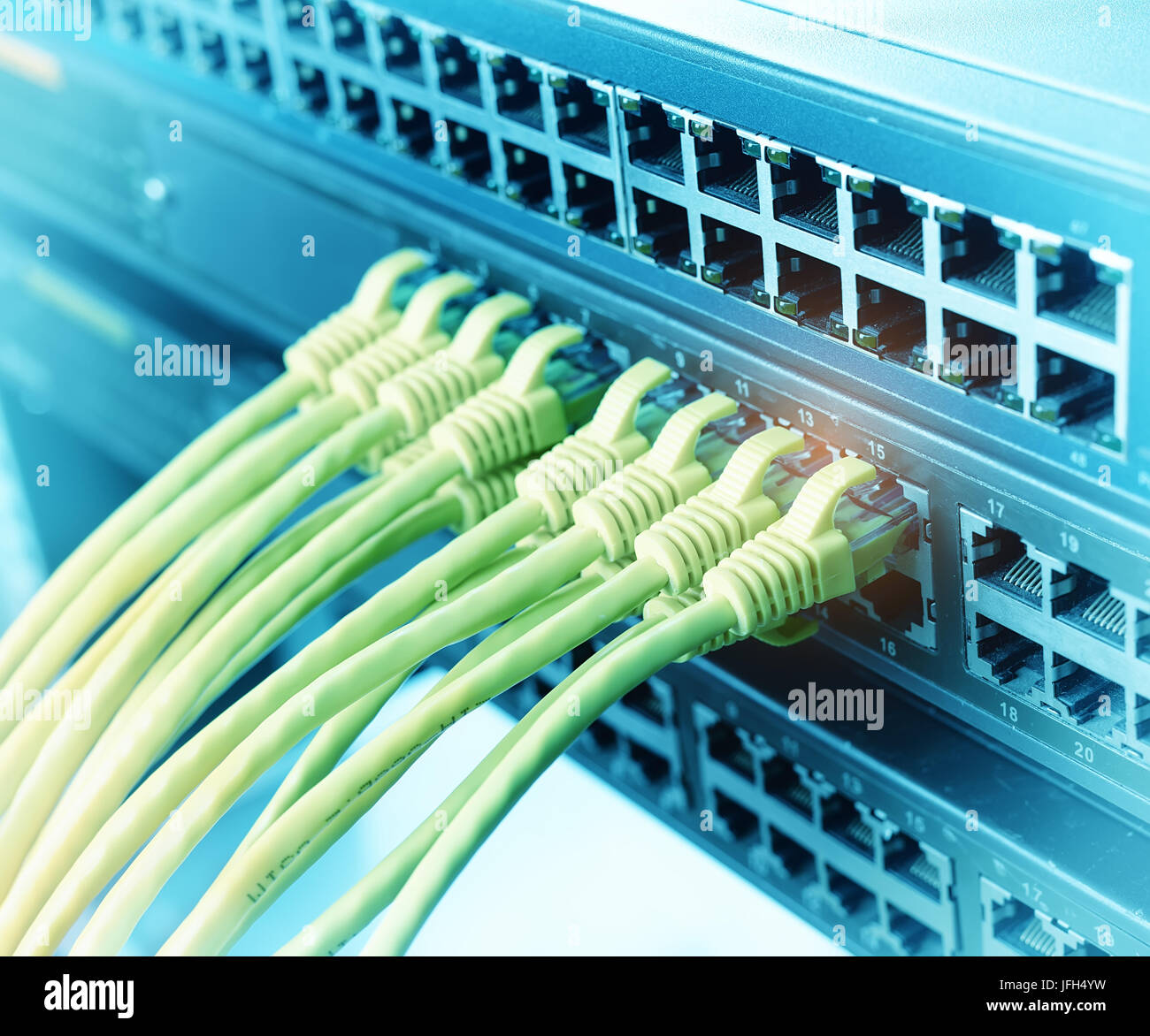 ethernet cable on network switches background Stock Photo - Alamy
