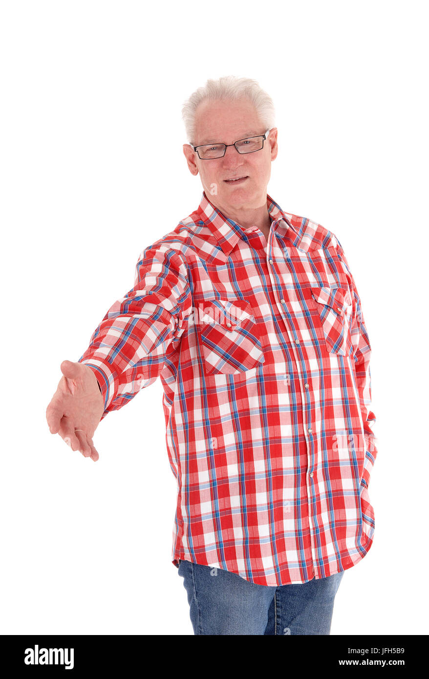 Senior man with outstretched hand Stock Photo - Alamy