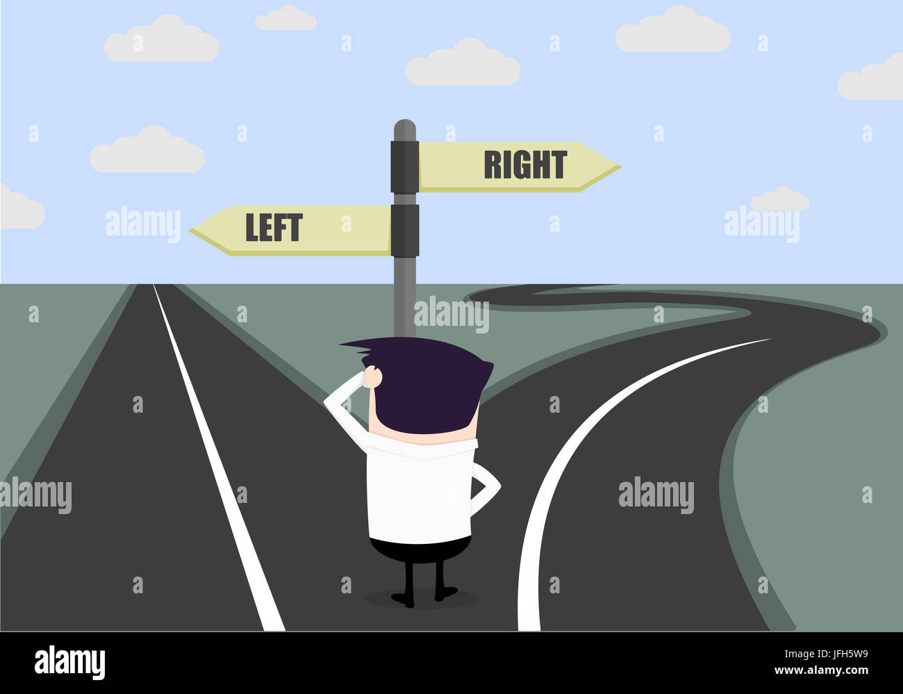 Businessman difficult choice Stock Photo - Alamy