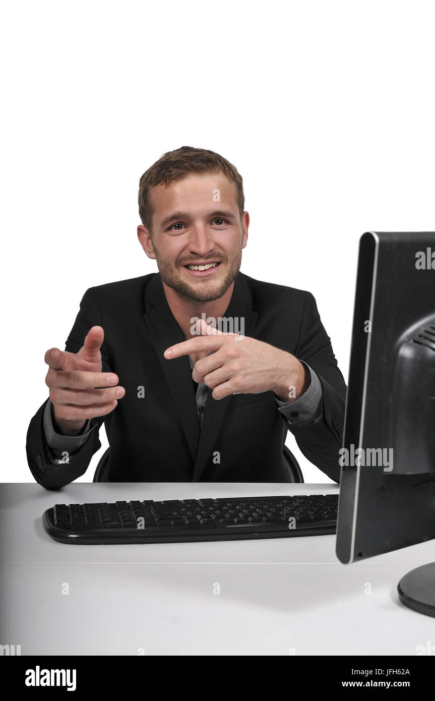 Salesman at a computer Stock Photo - Alamy