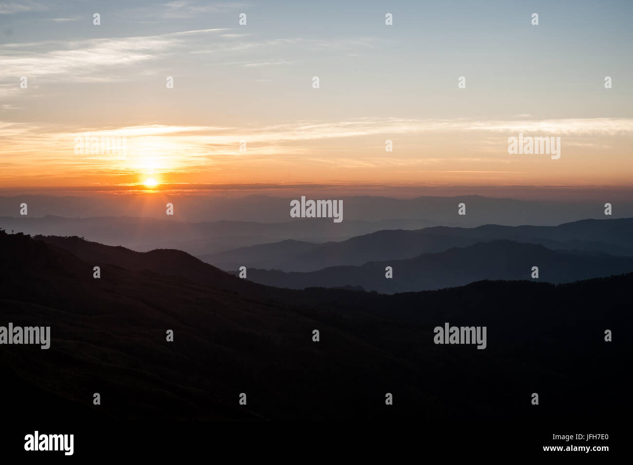 Beautiful landscape sunrise nature background Mountains and sky gold ...