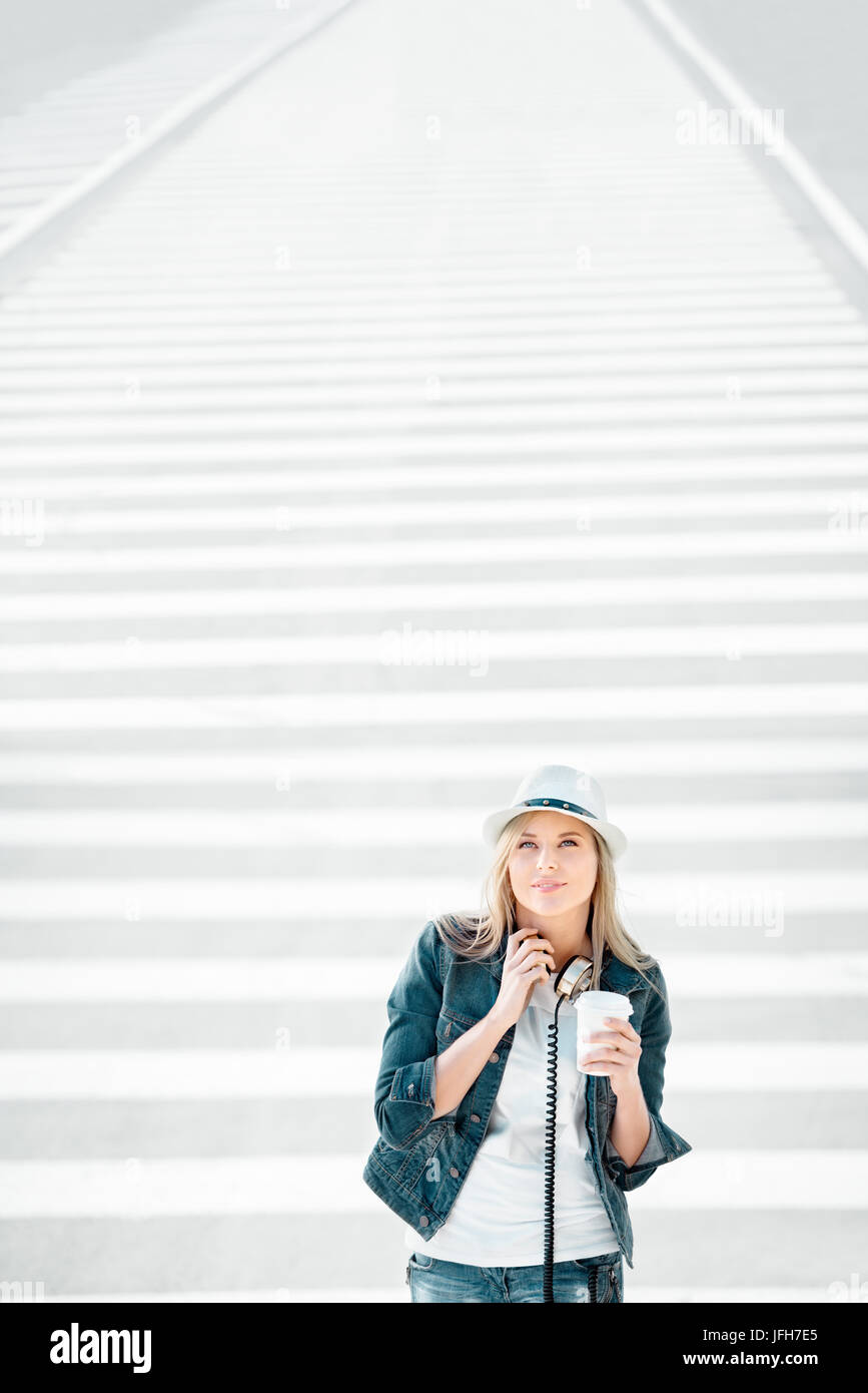 Walking on zebra cross Stock Photo - Alamy