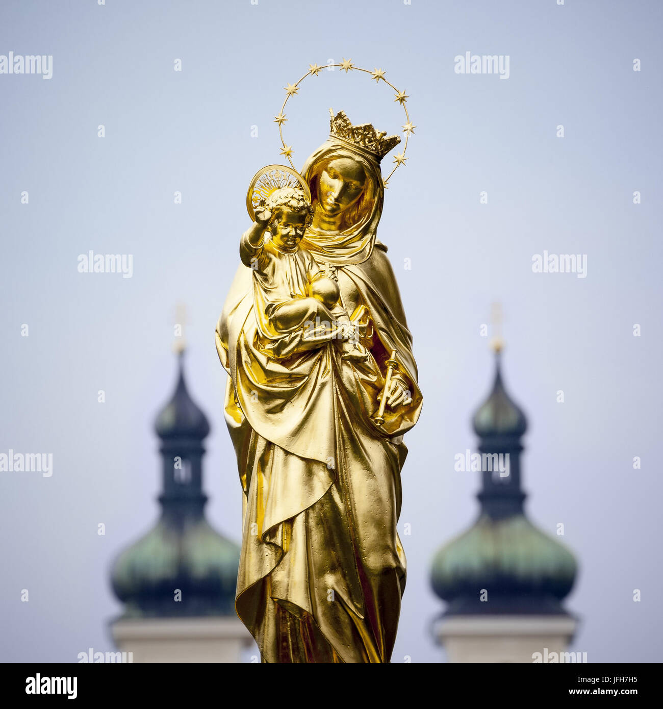 Golden Madonna Statue Tutzing Stock Photo - Alamy