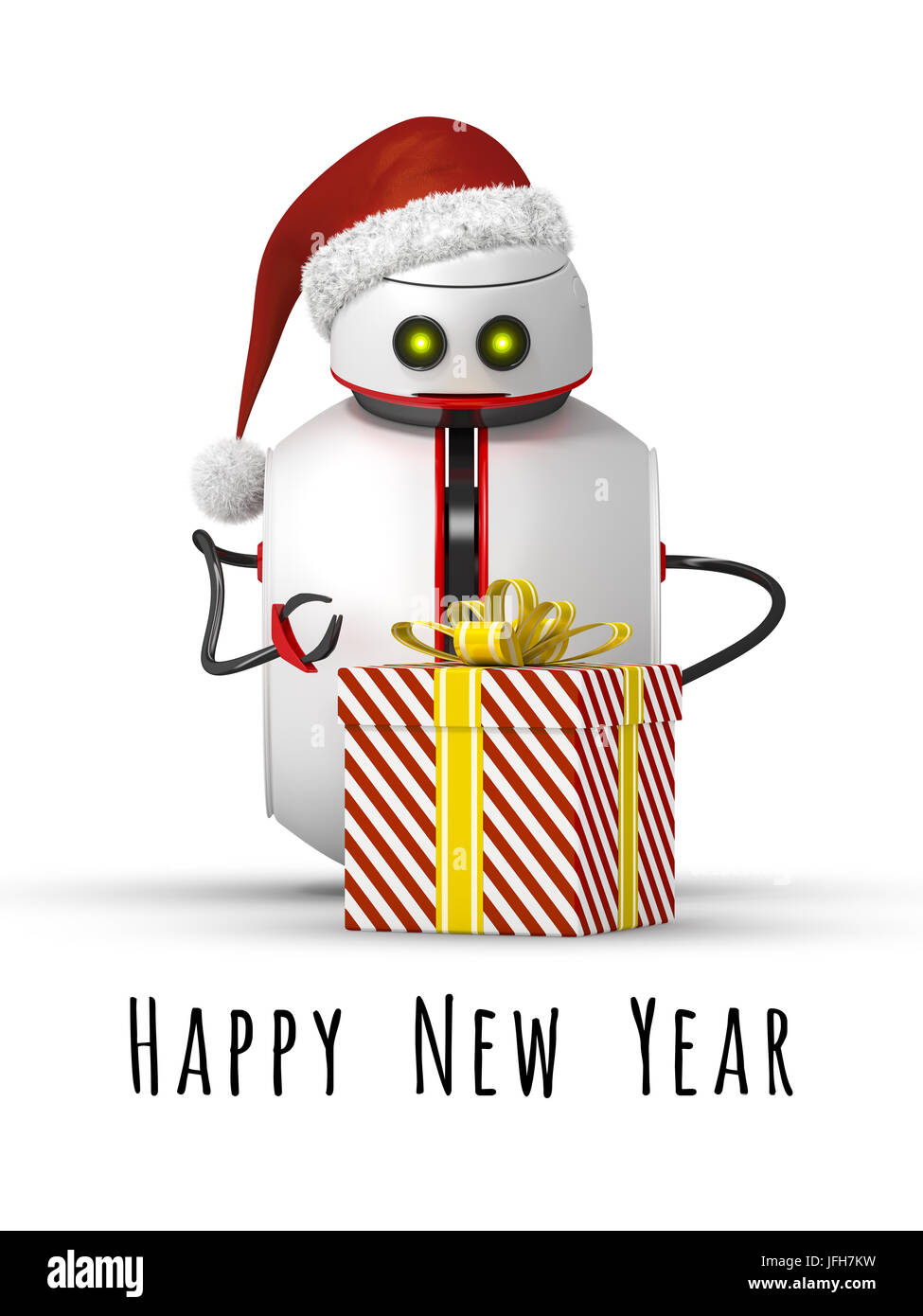 christmas robot with a gift Stock Photo - Alamy