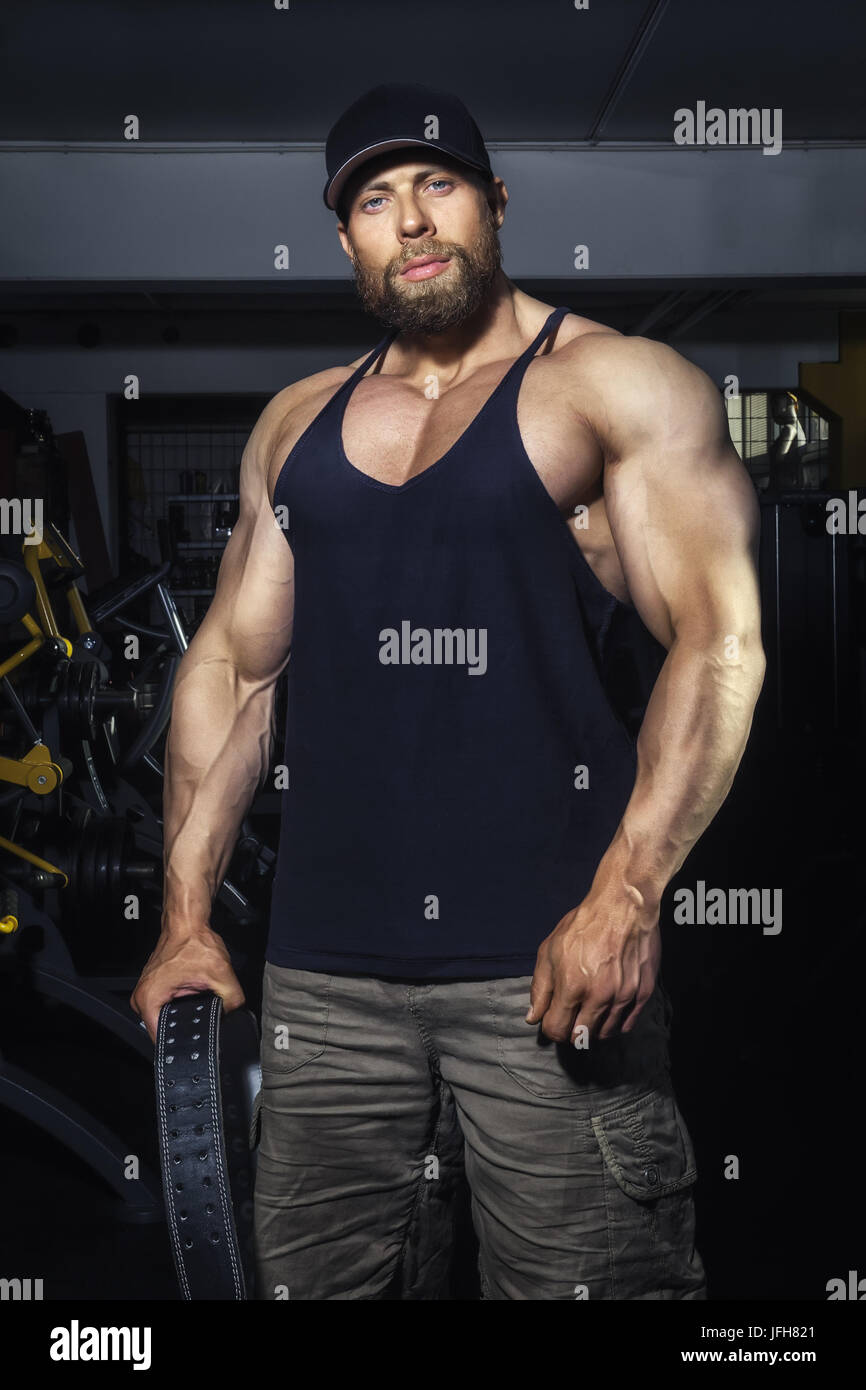 bearded muscular man Stock Photo - Alamy