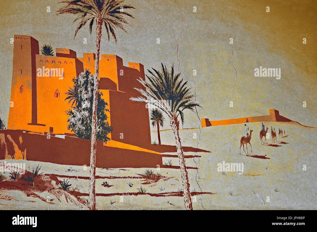 Wall painting motif desert Stock Photo - Alamy