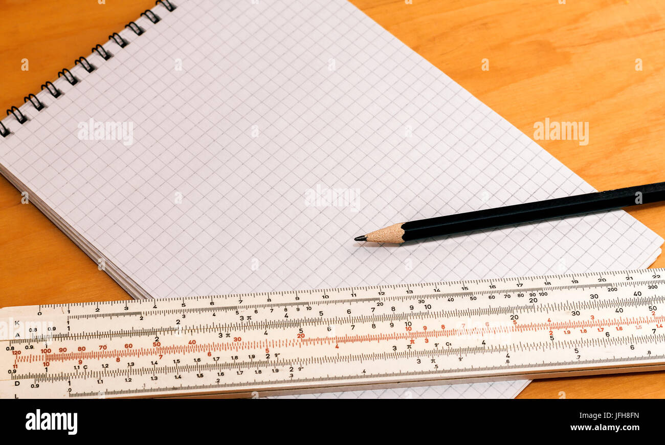 Pencil ruler and notebook Stock Photo - Alamy