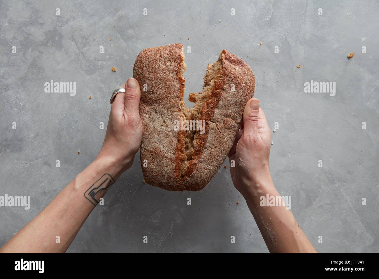 Woman Hand Bread Poor High Resolution Stock Photography and Images - Alamy