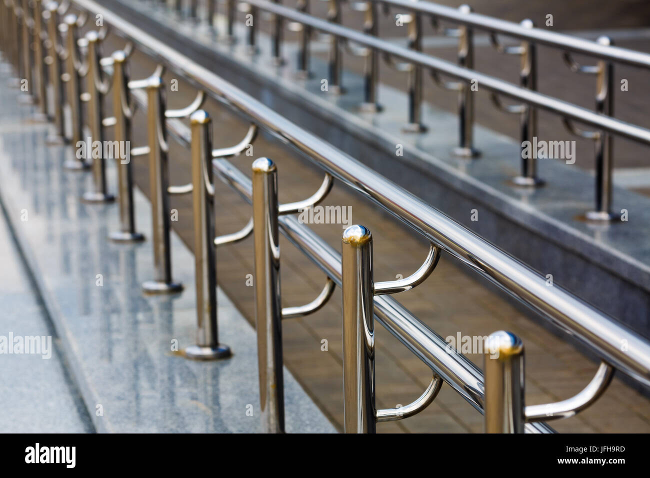 Chromium metal handrail Stock Photo - Alamy
