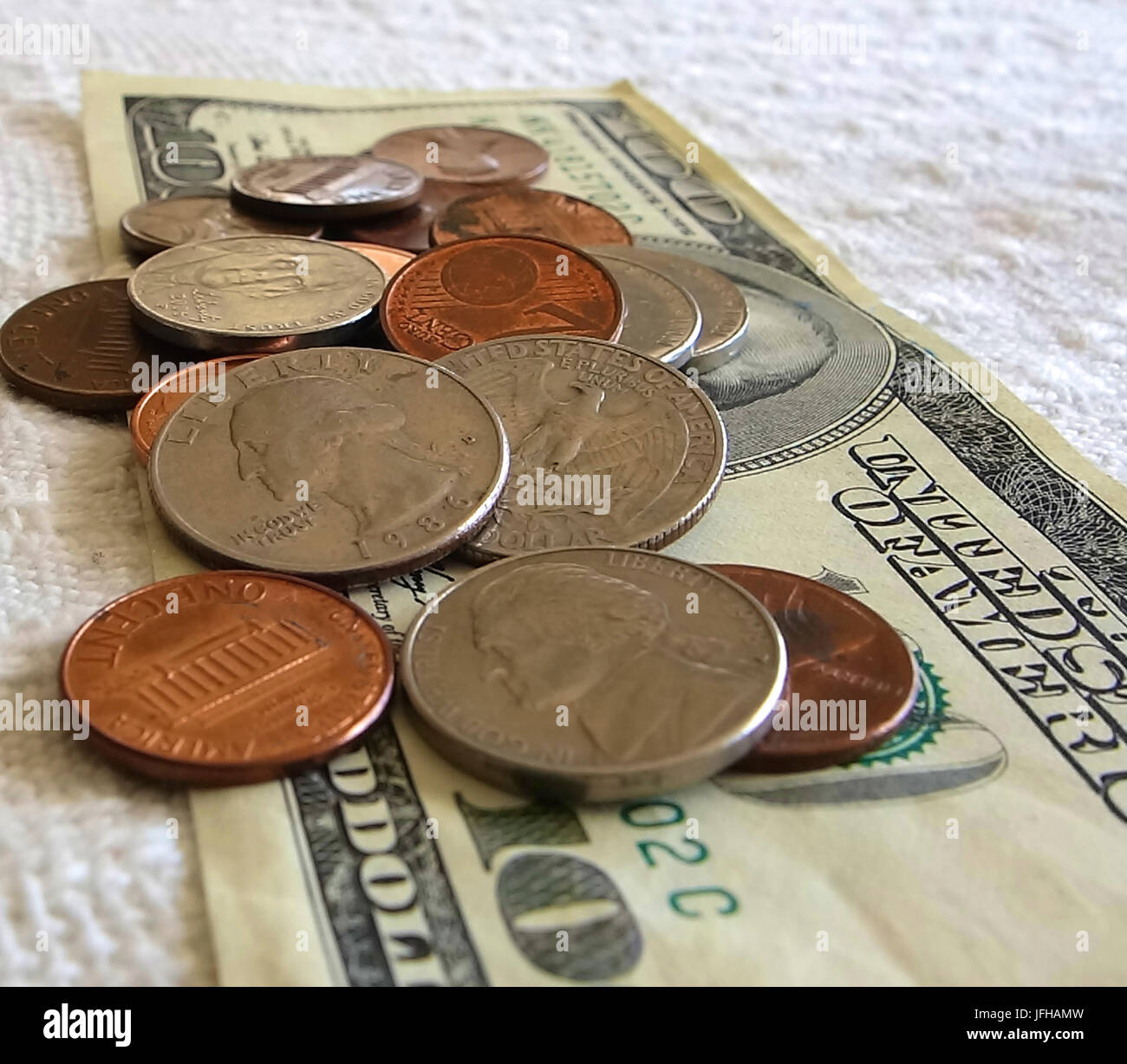 American notes and coins Stock Photo - Alamy