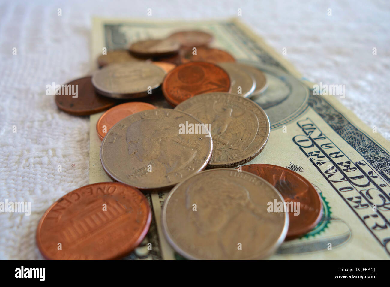 American notes and coins Stock Photo - Alamy