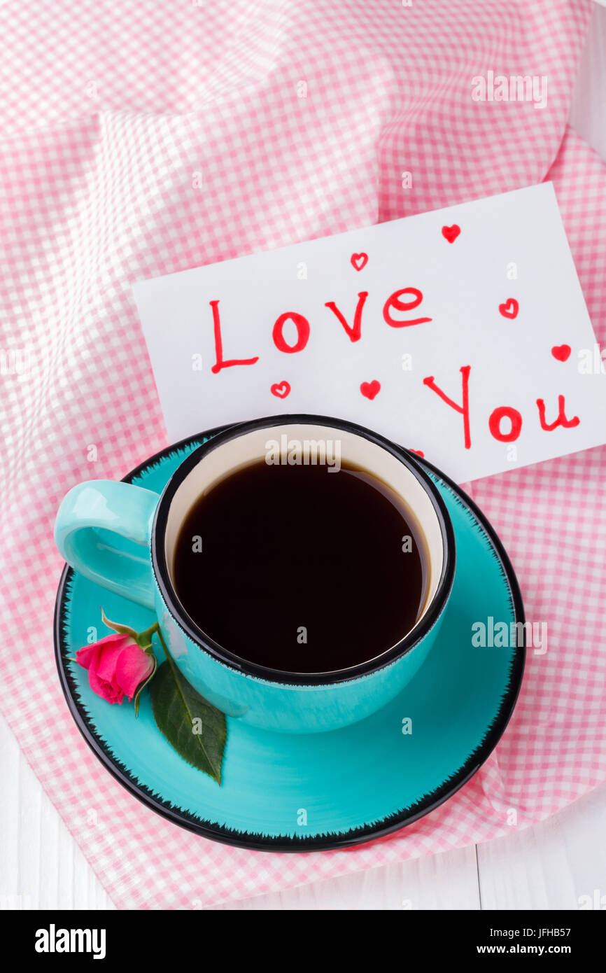 Morning coffee with note hi-res stock photography and images - Alamy