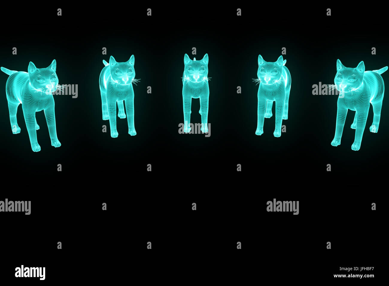 Cat in Hologram Wireframe Style. Nice 3D Rendering Stock Photo - Alamy