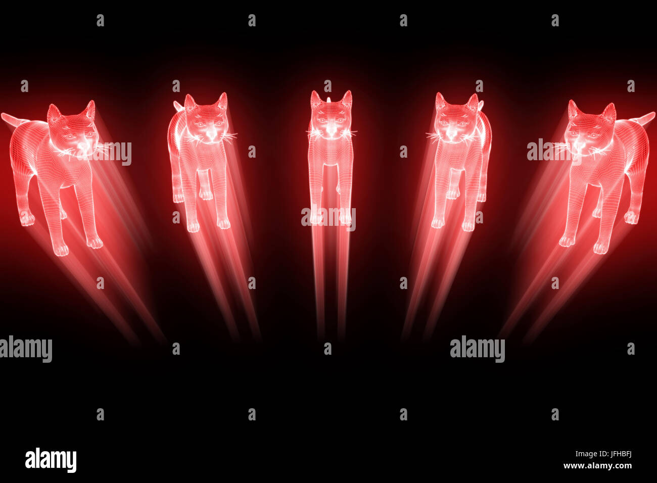 Cat in Hologram Wireframe Style. Nice 3D Rendering Stock Photo - Alamy