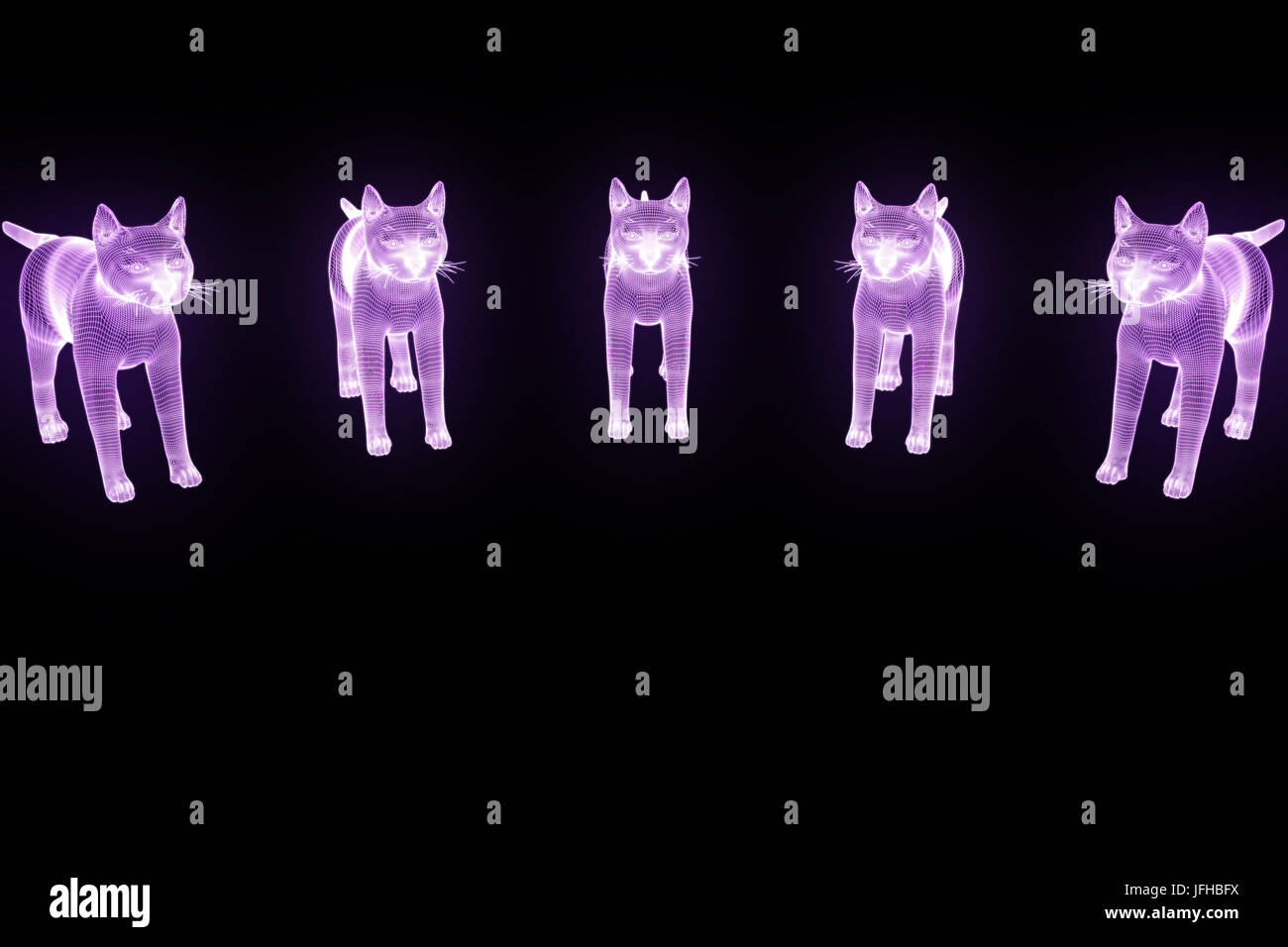 Cat in Hologram Wireframe Style. Nice 3D Rendering Stock Photo - Alamy