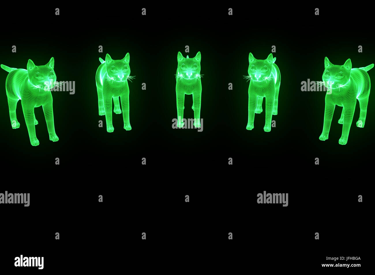 Cat in Hologram Wireframe Style. Nice 3D Rendering Stock Photo - Alamy