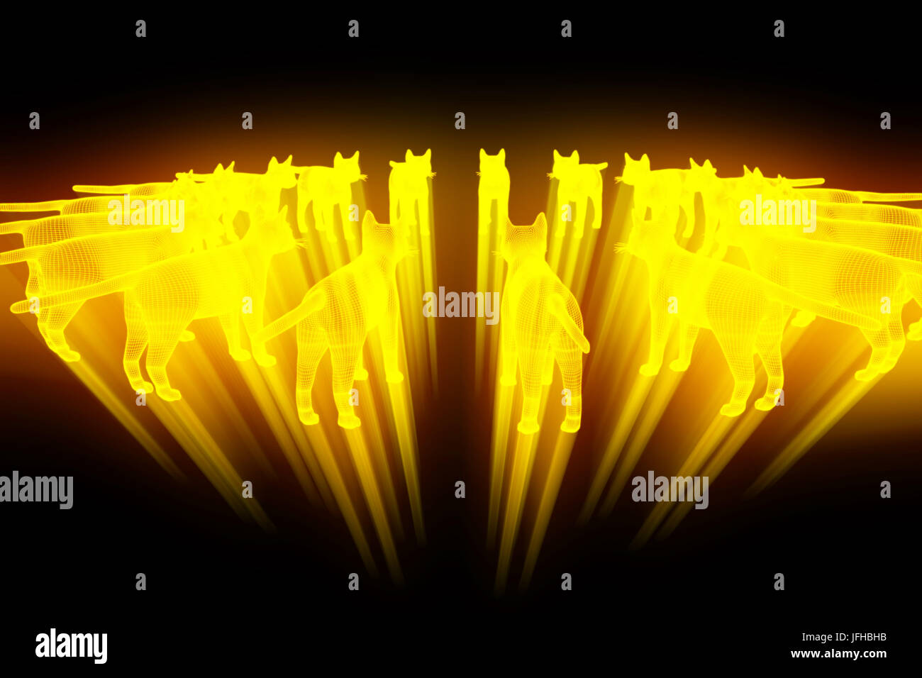 Cat in Hologram Wireframe Style. Nice 3D Rendering Stock Photo - Alamy
