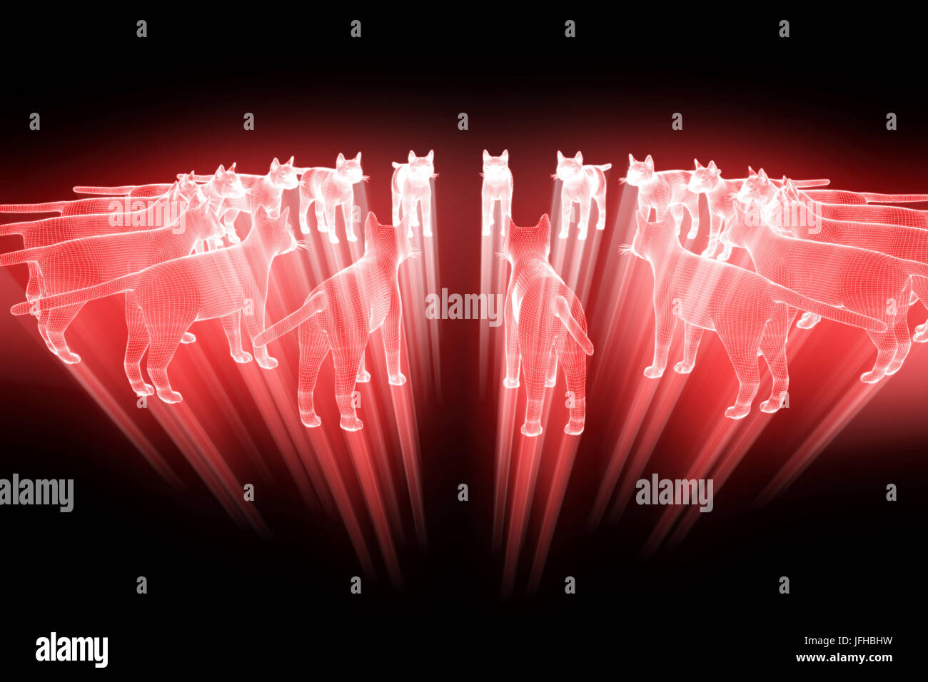 Cat in Hologram Wireframe Style. Nice 3D Rendering Stock Photo - Alamy