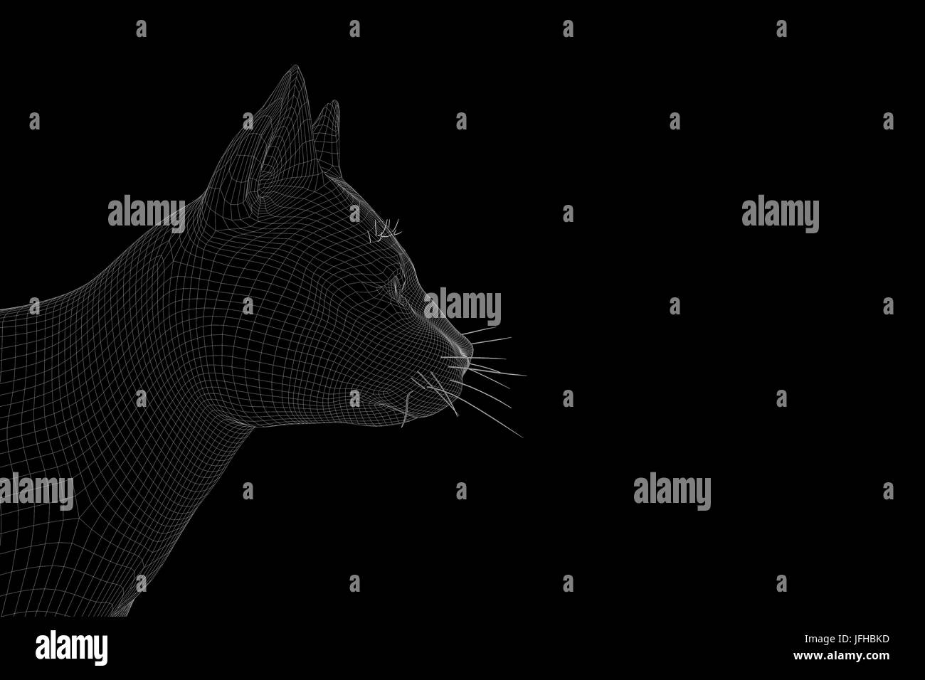 Cat in Hologram Wireframe Style. Nice 3D Rendering Stock Photo - Alamy