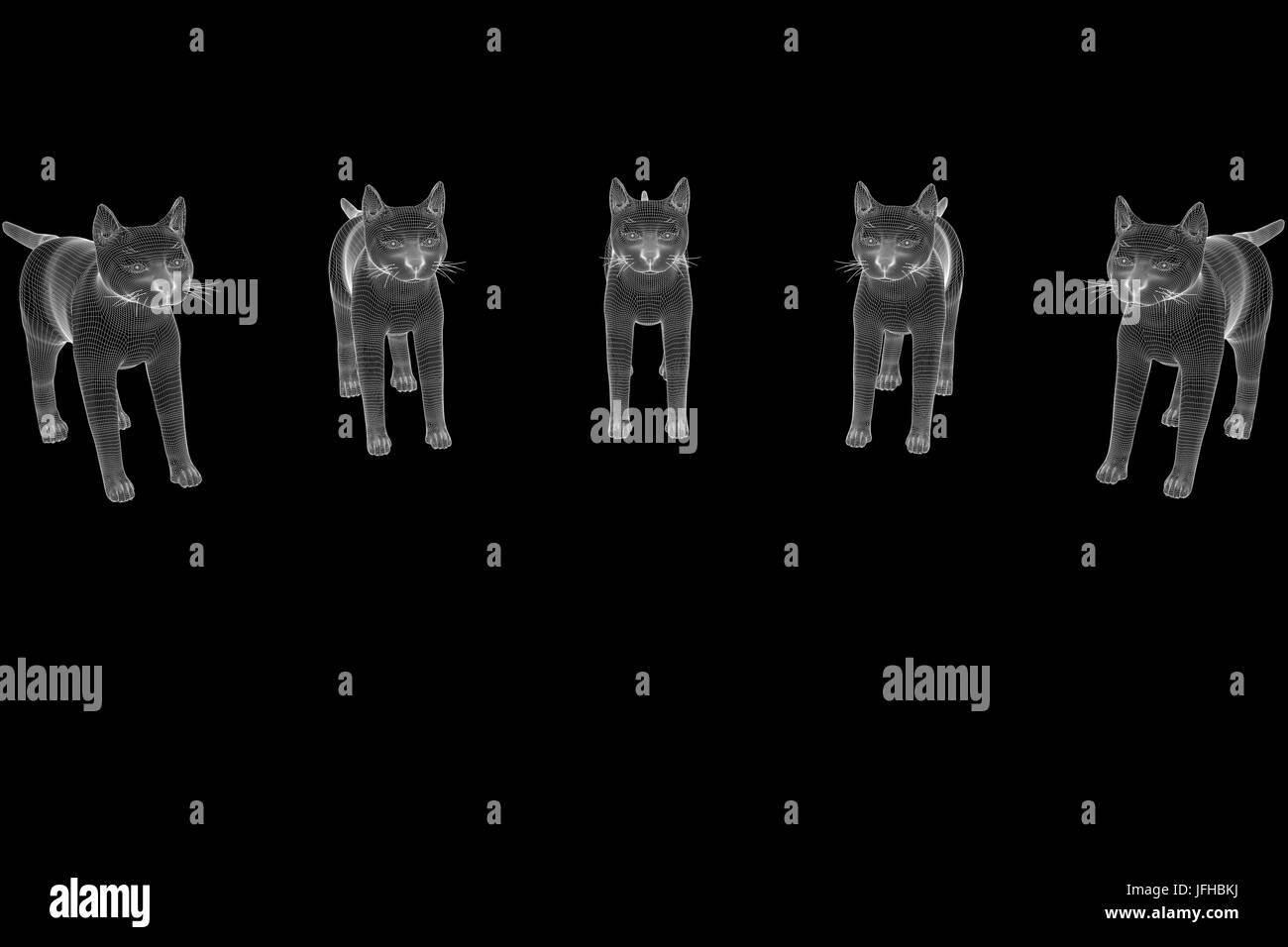 Cat in Hologram Wireframe Style. Nice 3D Rendering Stock Photo - Alamy