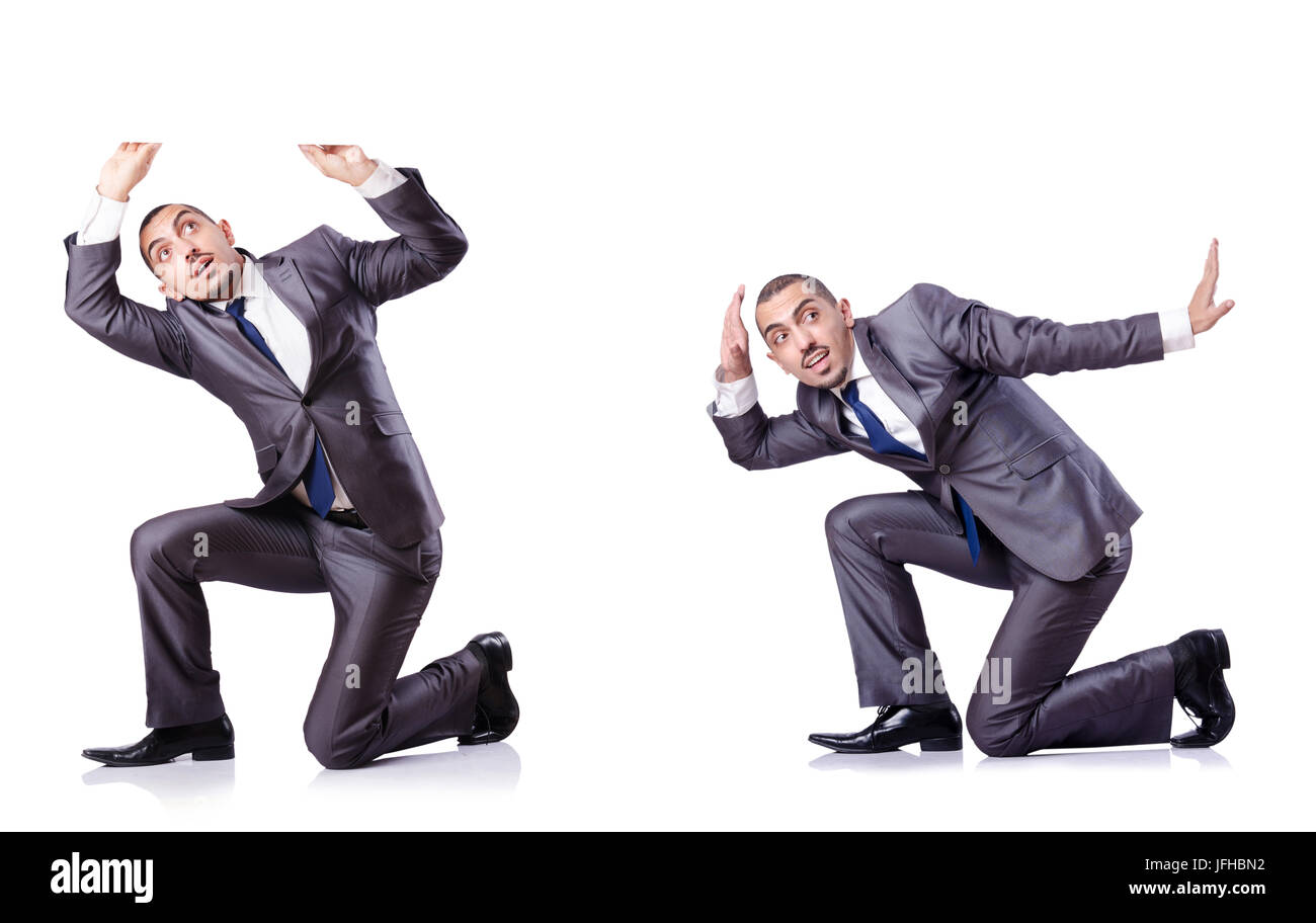 Businessman in various poses isolated on white Stock Photo - Alamy