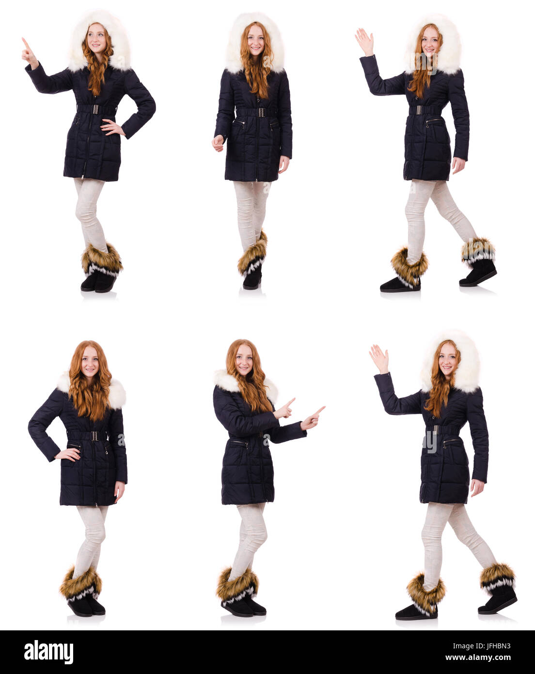 Pretty girl in warm clothes isolated on white Stock Photo - Alamy
