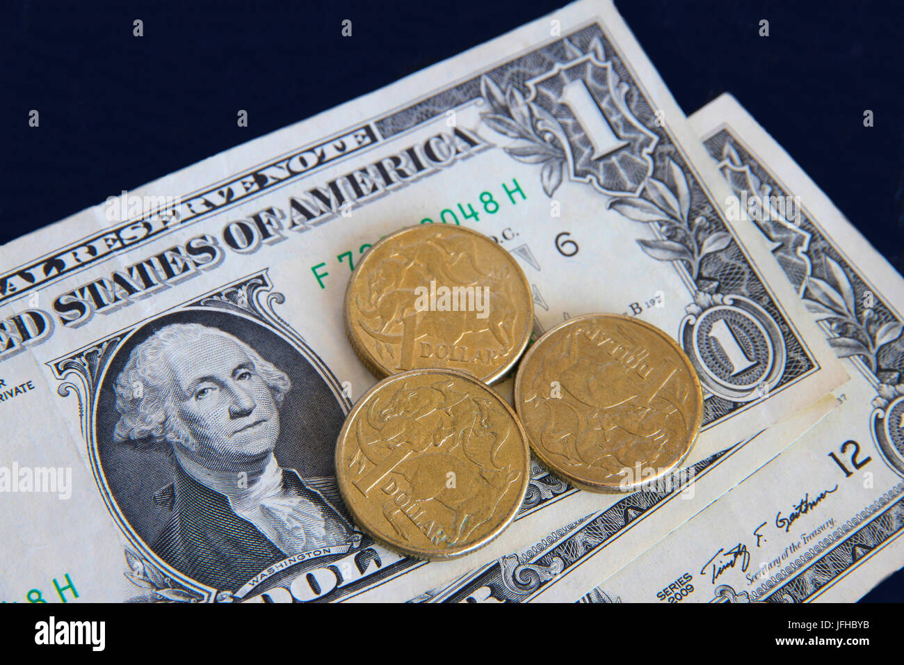 American notes and coins Stock Photo - Alamy