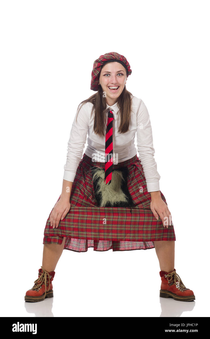 Scottish woman isolated on the white background Stock Photo - Alamy