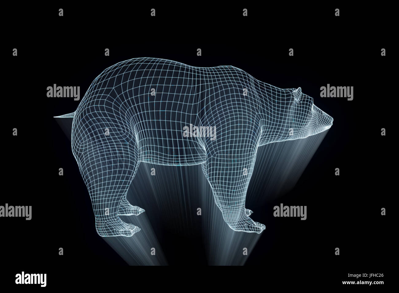 Bear in Hologram Wireframe Style. Nice 3D Rendering Stock Photo - Alamy