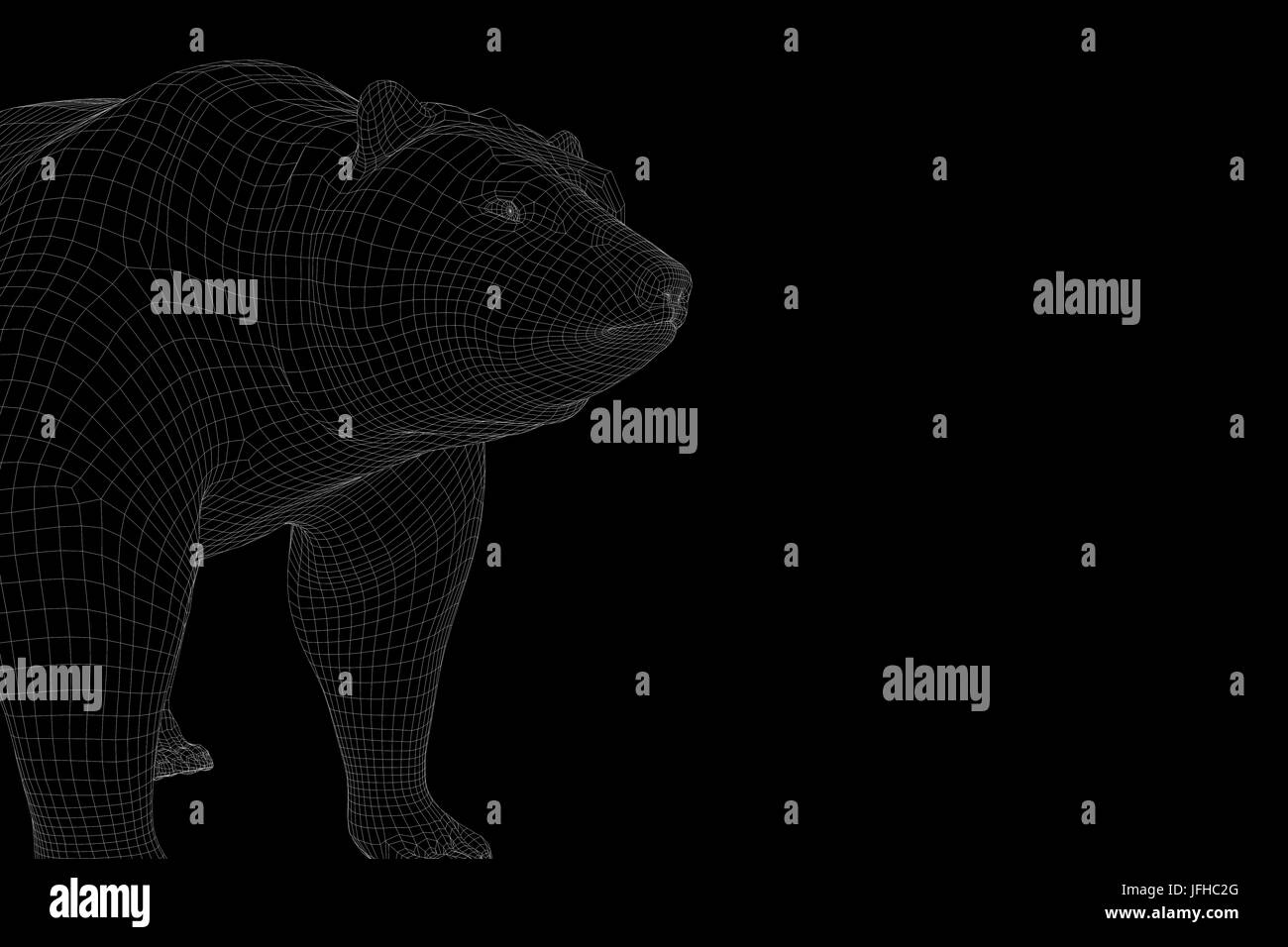 Bear in Hologram Wireframe Style. Nice 3D Rendering Stock Photo - Alamy