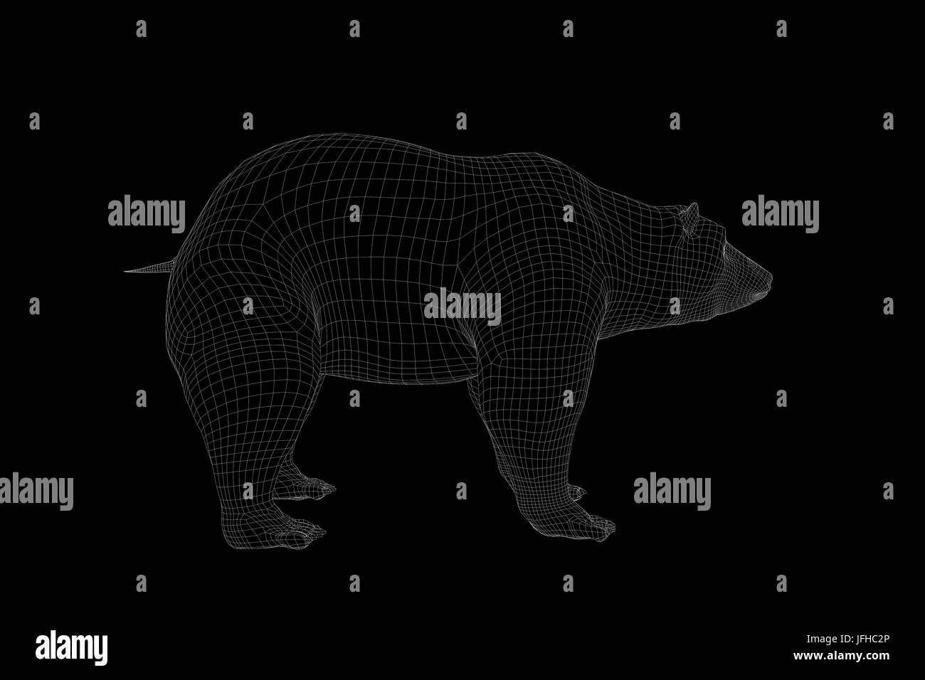 Bear in Hologram Wireframe Style. Nice 3D Rendering Stock Photo - Alamy