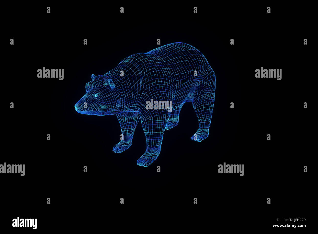 Bear in Hologram Wireframe Style. Nice 3D Rendering Stock Photo - Alamy