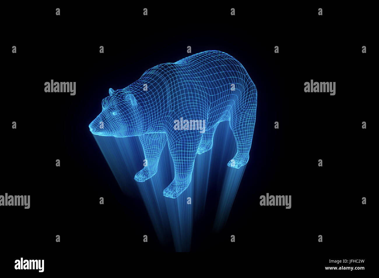 Bear in Hologram Wireframe Style. Nice 3D Rendering Stock Photo - Alamy
