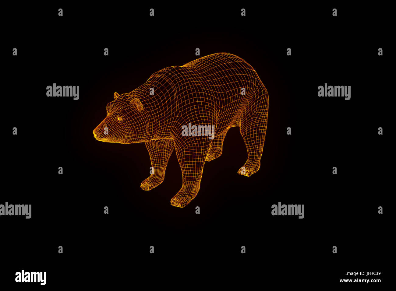 Bear in Hologram Wireframe Style. Nice 3D Rendering Stock Photo - Alamy