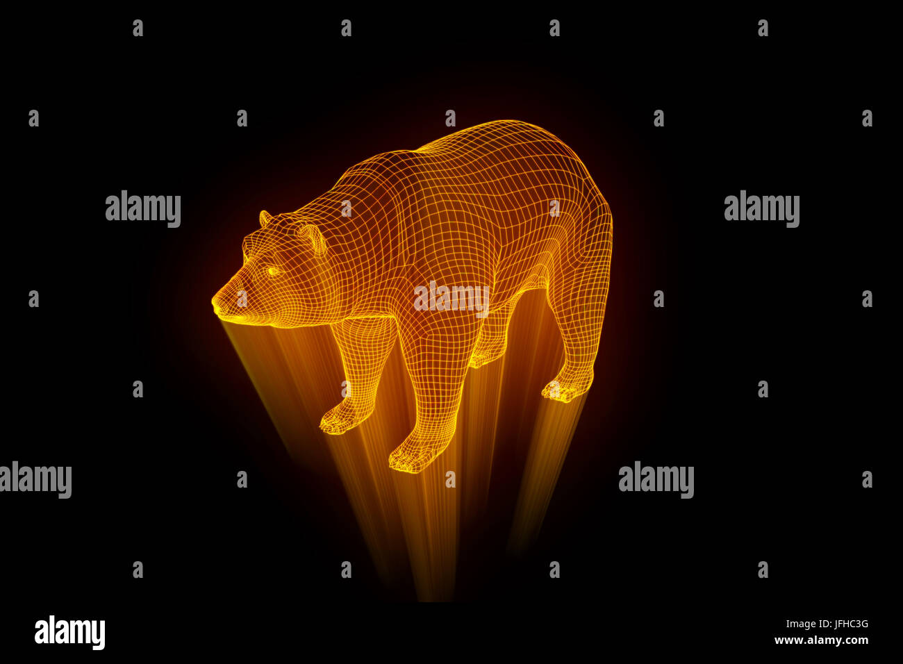 Bear in Hologram Wireframe Style. Nice 3D Rendering Stock Photo - Alamy