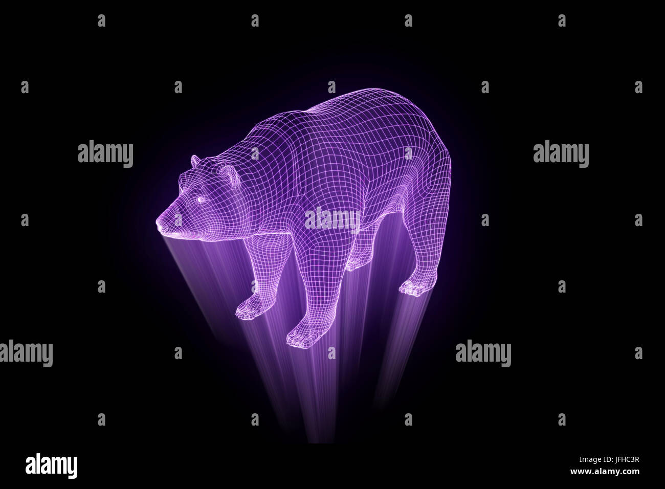 Bear in Hologram Wireframe Style. Nice 3D Rendering Stock Photo - Alamy