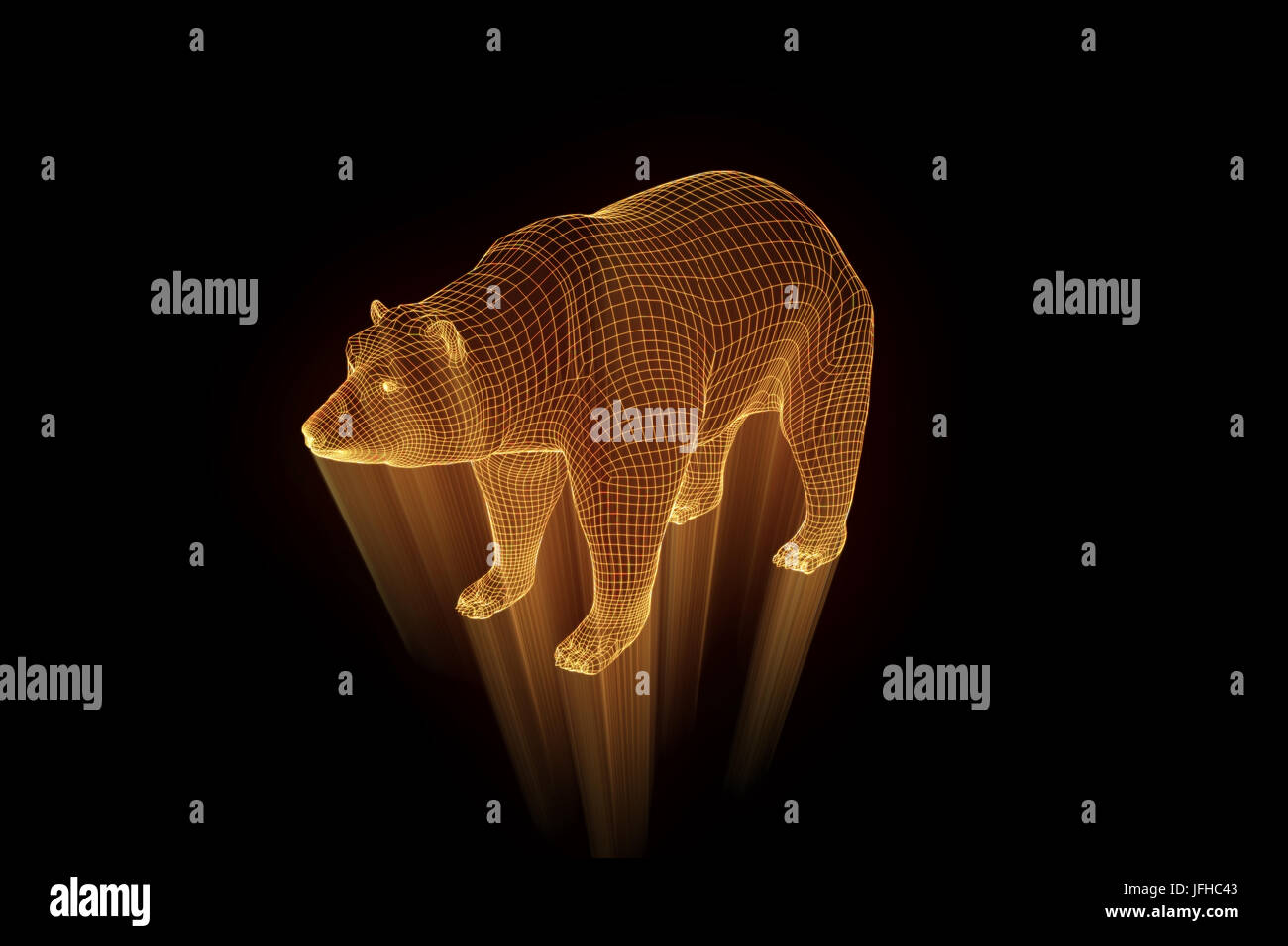 Bear in Hologram Wireframe Style. Nice 3D Rendering Stock Photo - Alamy