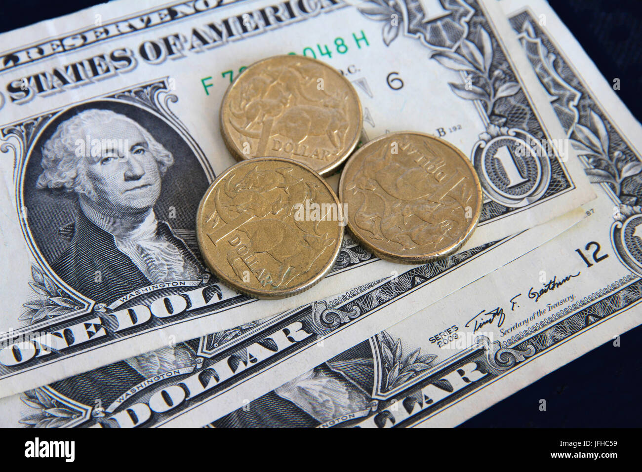 American notes and coins Stock Photo - Alamy