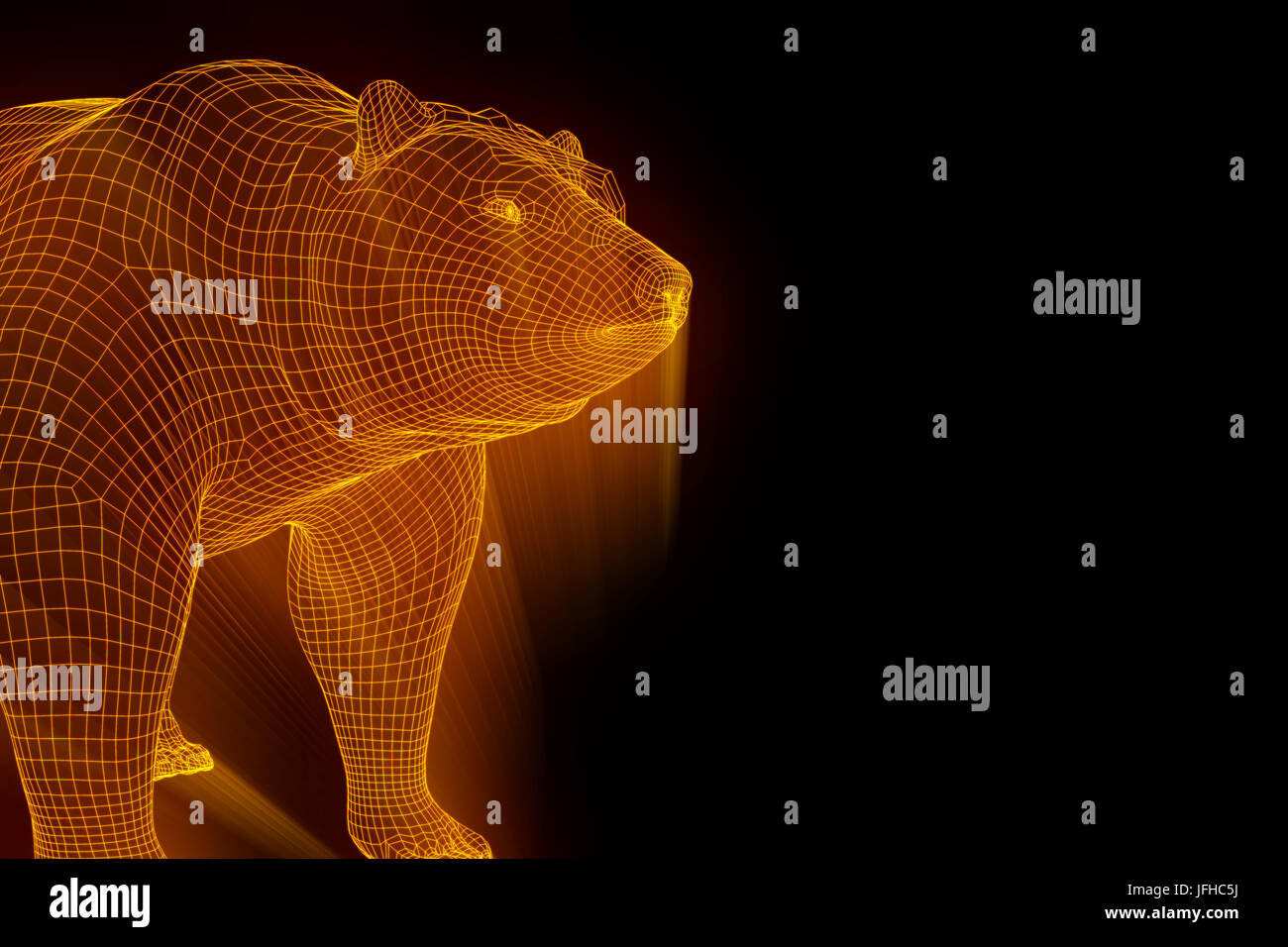 Bear in Hologram Wireframe Style. Nice 3D Rendering Stock Photo - Alamy