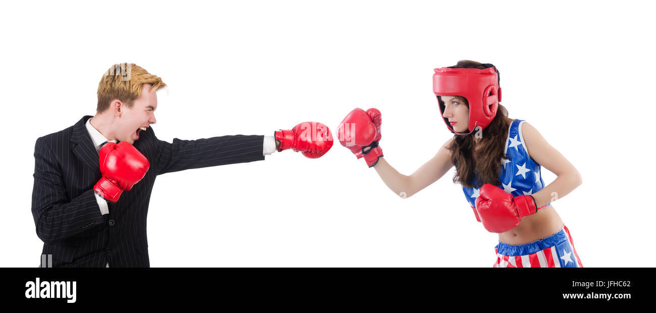 Female boxer action in the ring Cut Out Stock Images & Pictures - Alamy