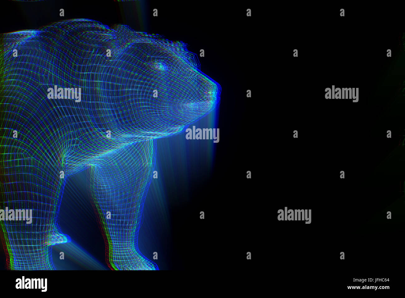 Bear in Hologram Wireframe Style. Nice 3D Rendering Stock Photo - Alamy