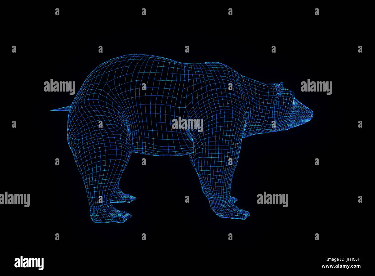 Bear in Hologram Wireframe Style. Nice 3D Rendering Stock Photo - Alamy