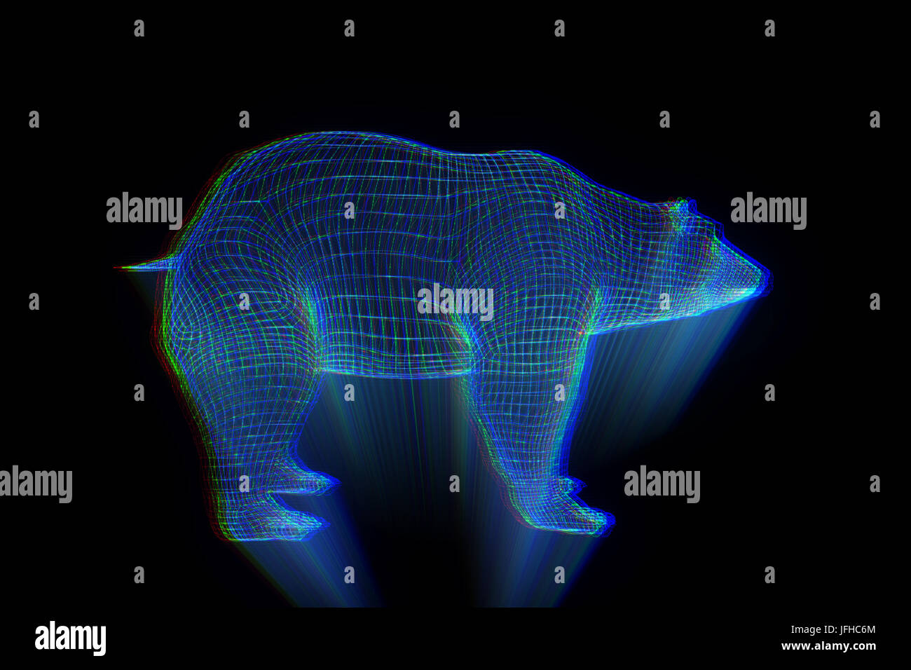 Bear in Hologram Wireframe Style. Nice 3D Rendering Stock Photo - Alamy